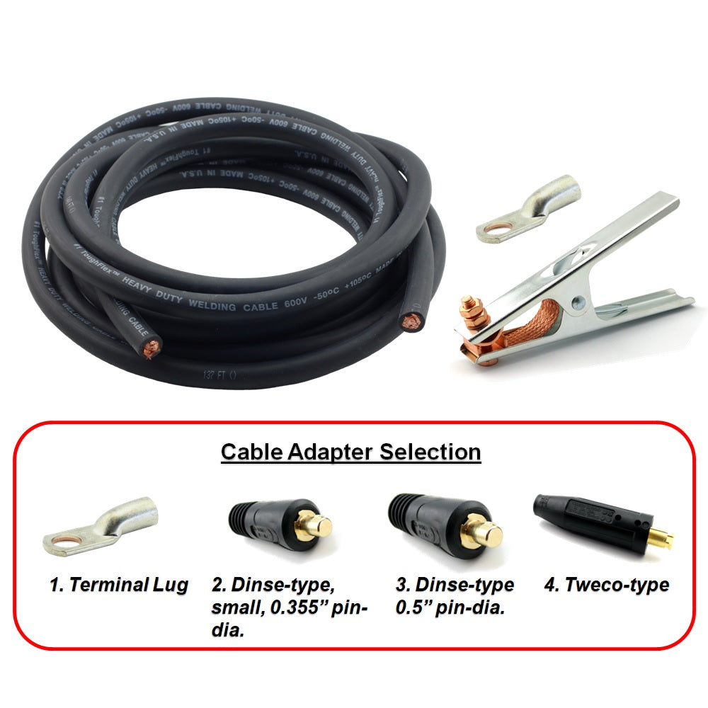 WeldingCity® 10-ft 2-AWG Welding Cable and Ground Clamp with Selectable ...