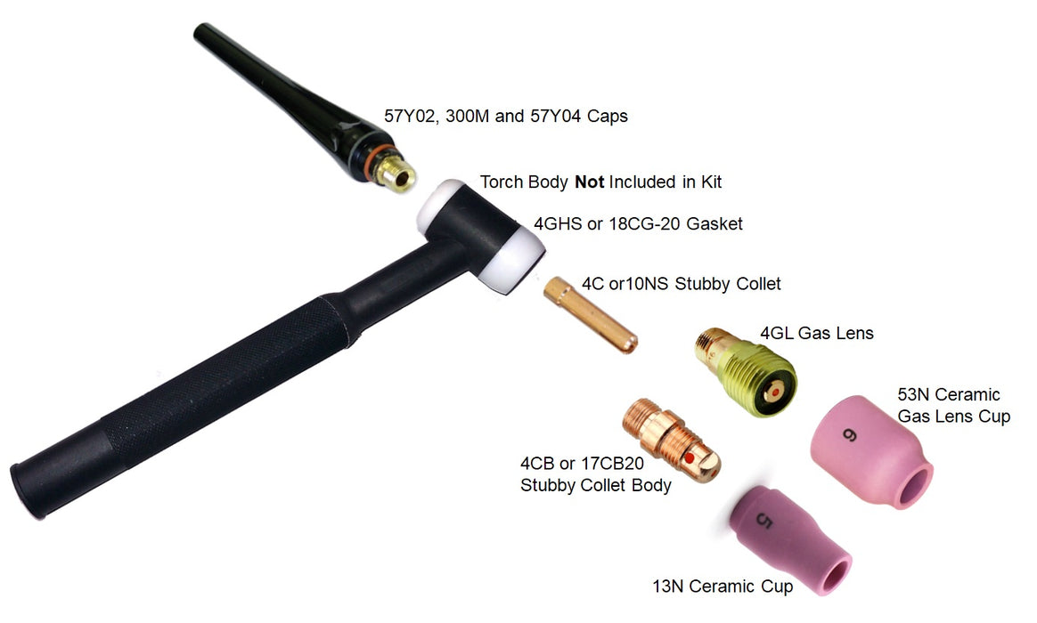 21-pcs Stubby Torch Accessory Kit Assorted Sizes 040-1/16-3/32-1/8 with Selectable Tungsten ...