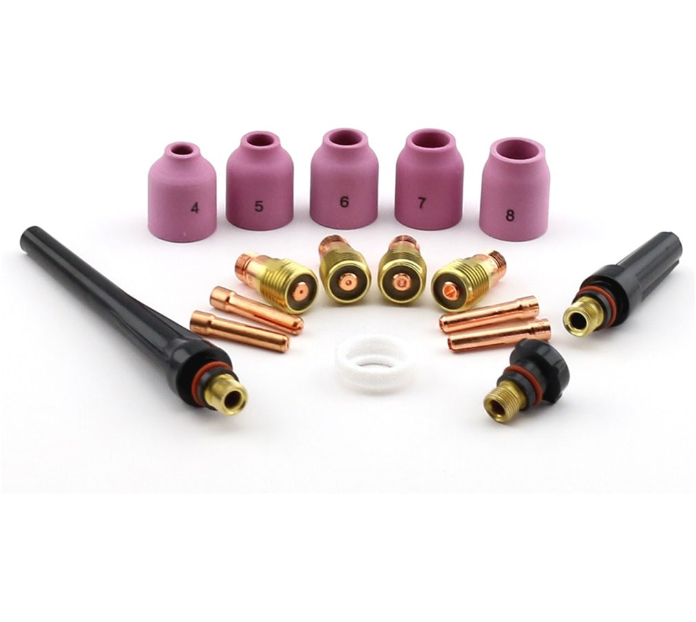 Gas Lens Setup 17-pcs Stubby Torch Accessory Kit Assorted Sizes 040-1/ ...